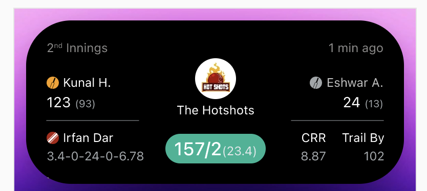 CricHeroes' Dynamic Live Scores and Live Activities Updates