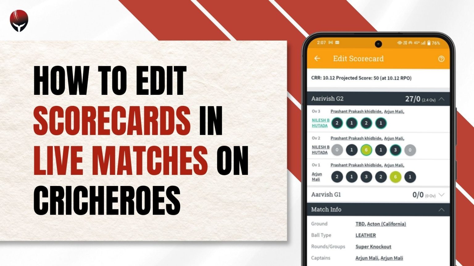 How to Edit Scorecards in Live Matches on CricHeroes App