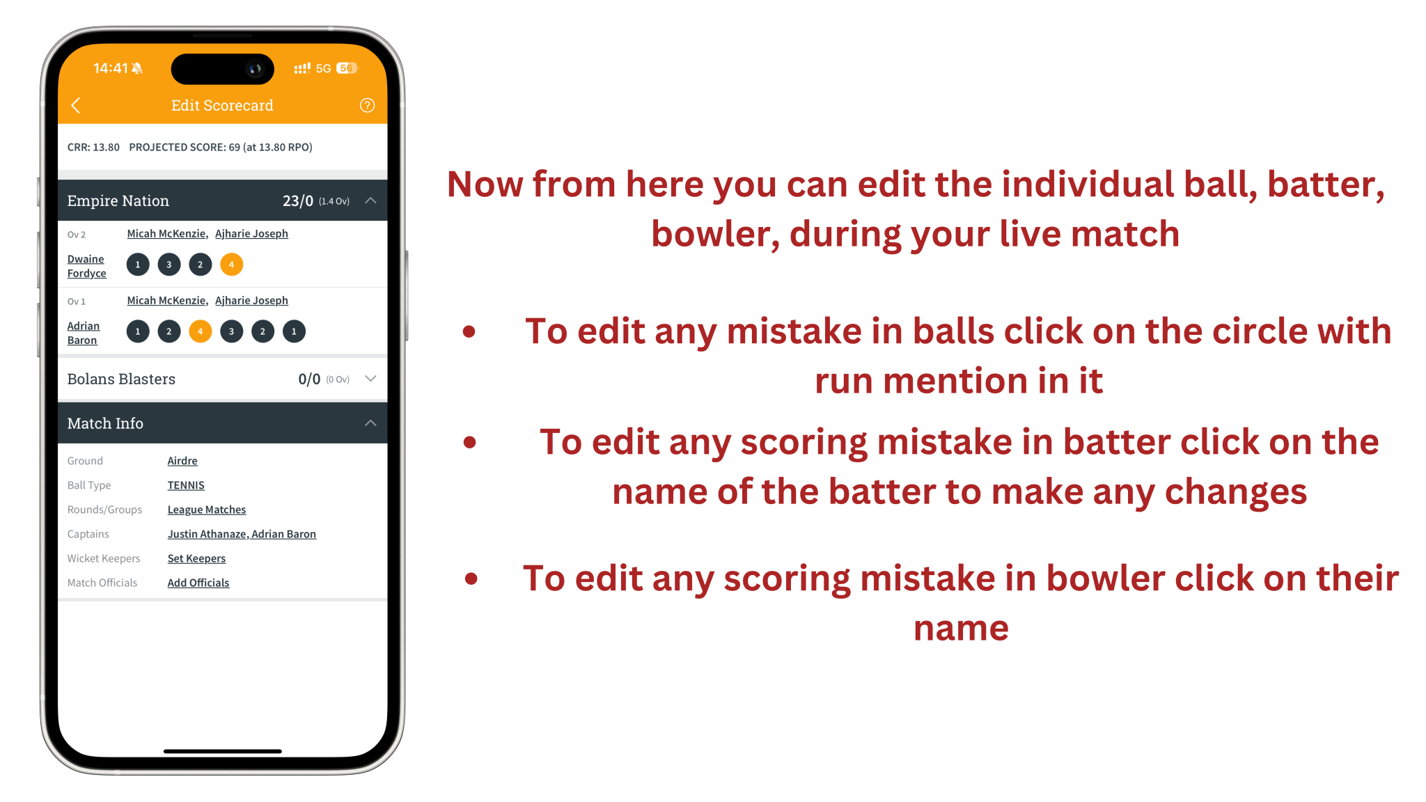How to Edit Scorecards in Live Matches on CricHeroes App